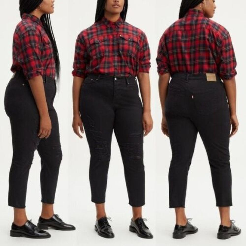 Levis Black Wedgie Skinny Button Fly Jeans Plus Size … - Gem